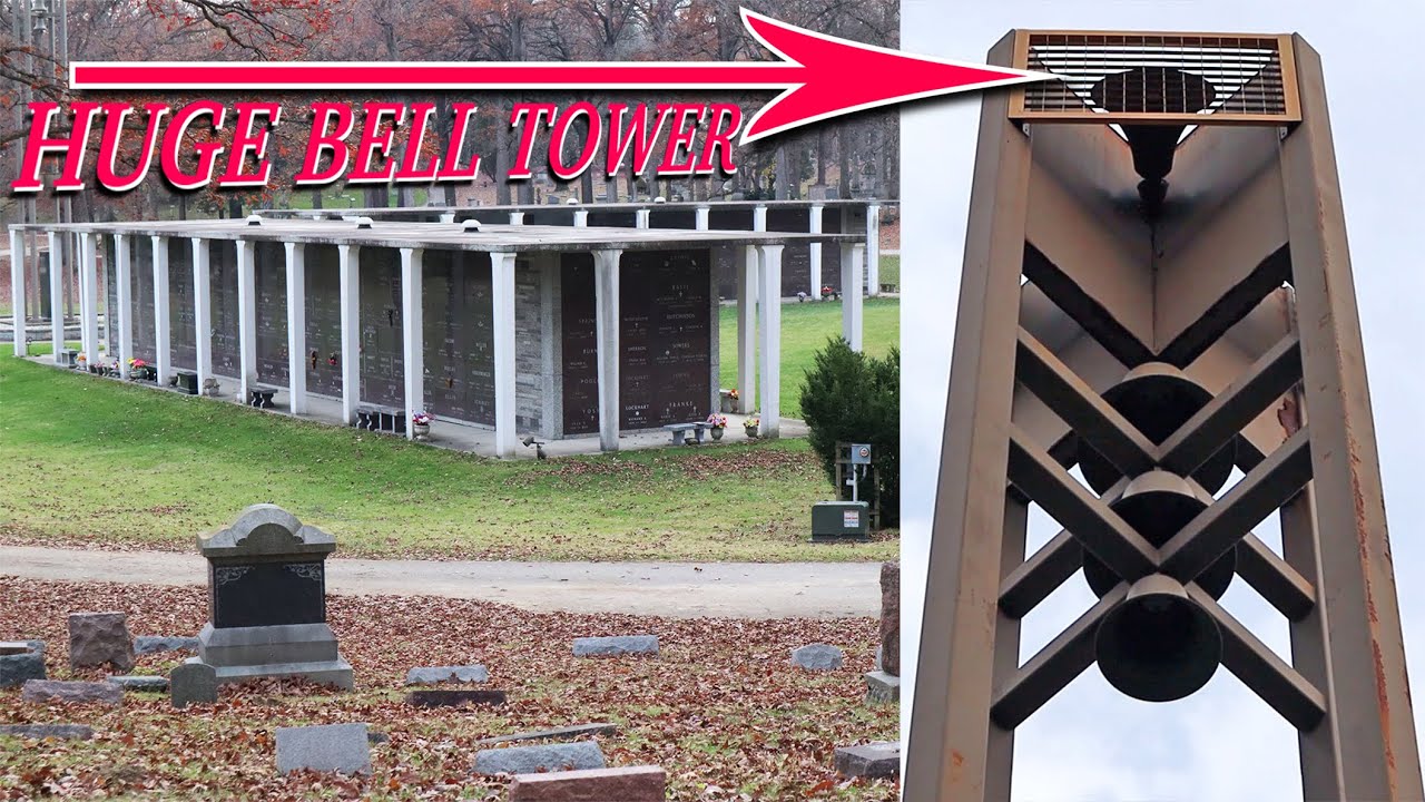 HUGE BELL TOWER and Mausoleum at Lindenwood Cemetery | Graveyard ...