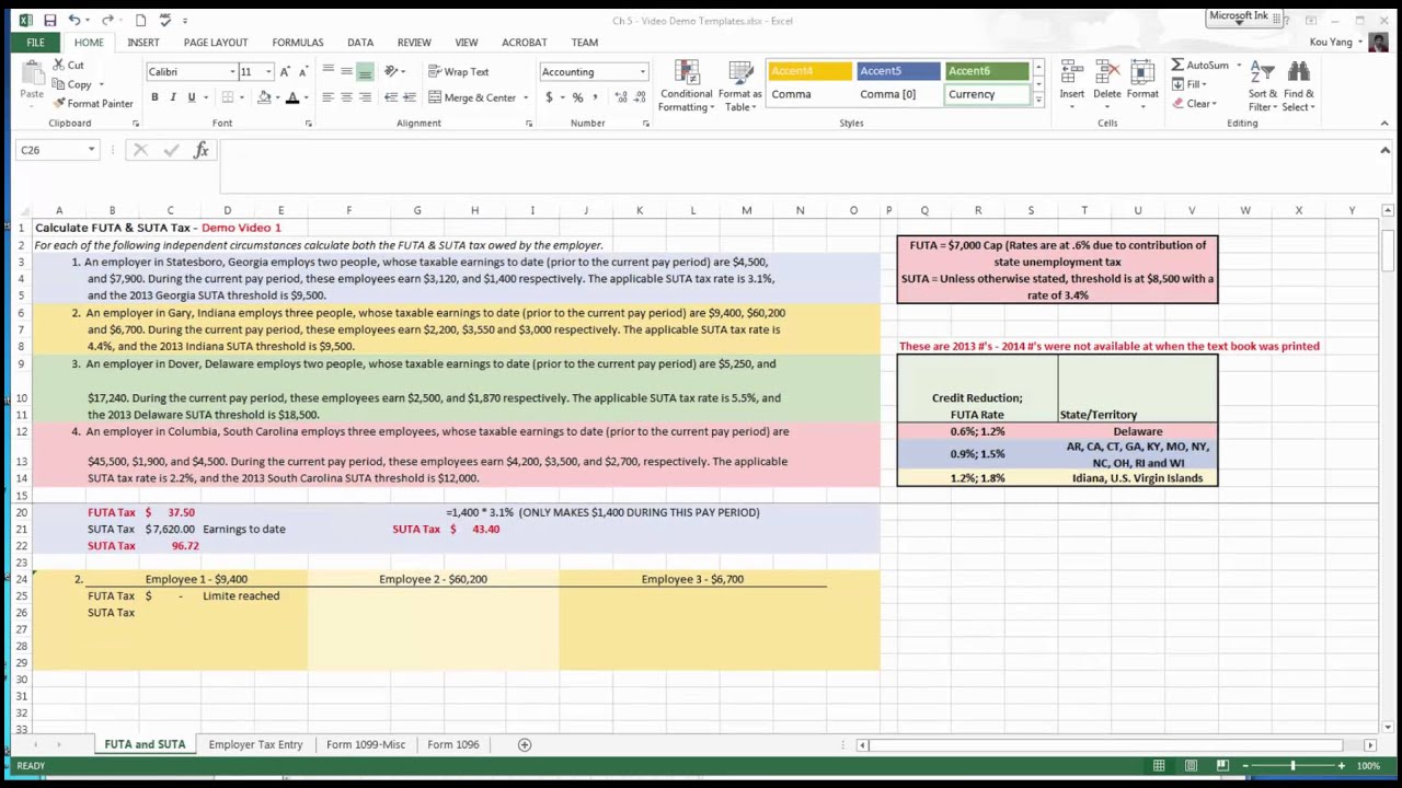 Calculate FUTA & SUTA Tax - Part II - YouTube