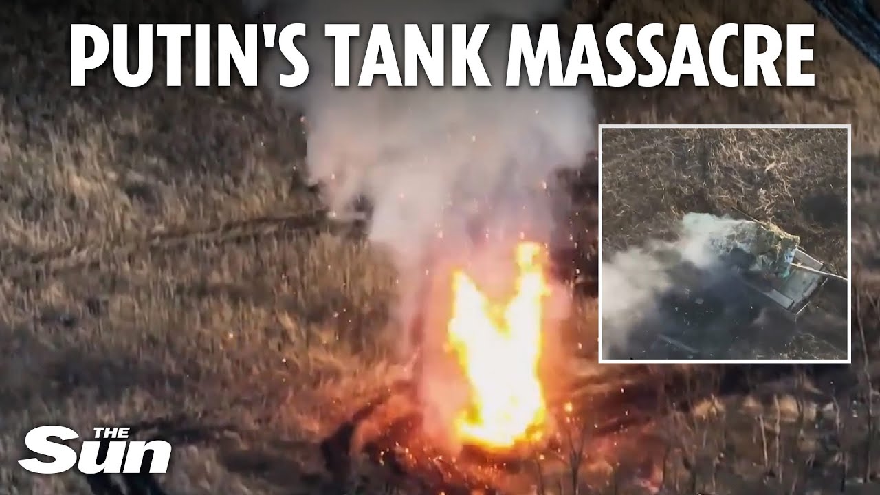 New battlefield footage shows entire column of 11 Russian tanks ...