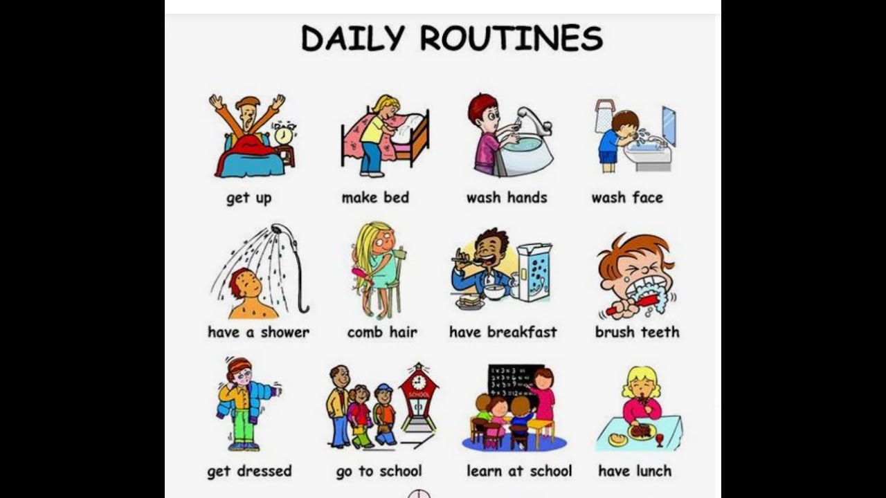 Daily Routine English vocabulary - YouTube