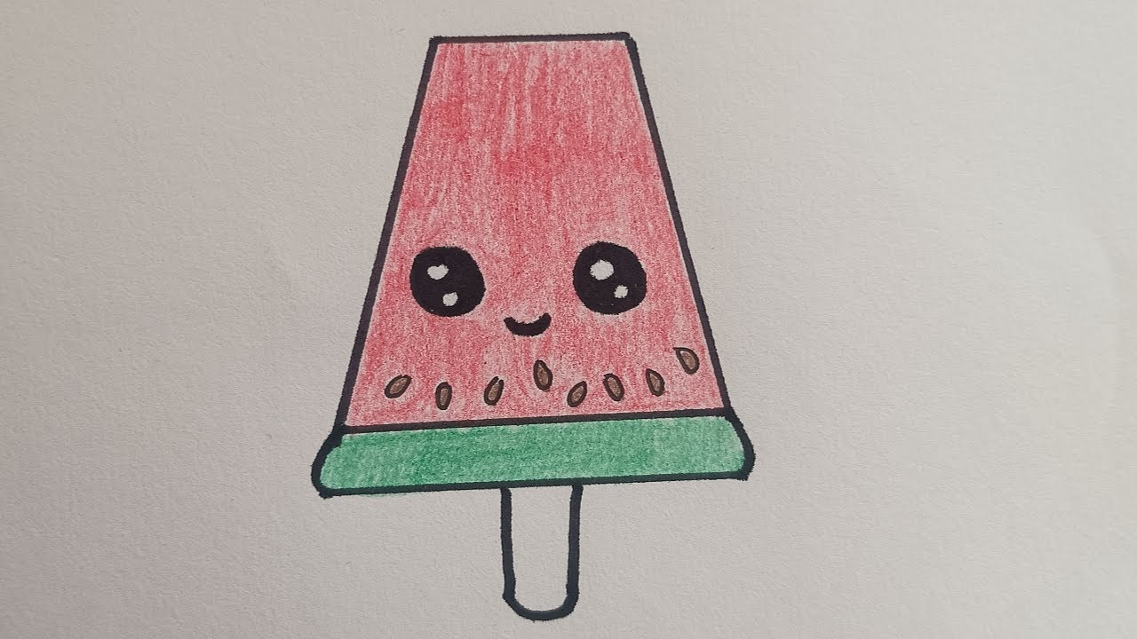 How to draw a cute Watermelon Ice cream | Cute Watermelon Ice Cream ...