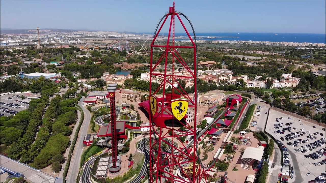 FERRARI LAND, PORTADVENTURA, SALOU, DRONE FOOTAGE - YouTube