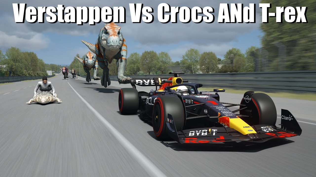 How Many Crocodiles And T-Rex Can Max Verstappen Overtake ? - YouTube