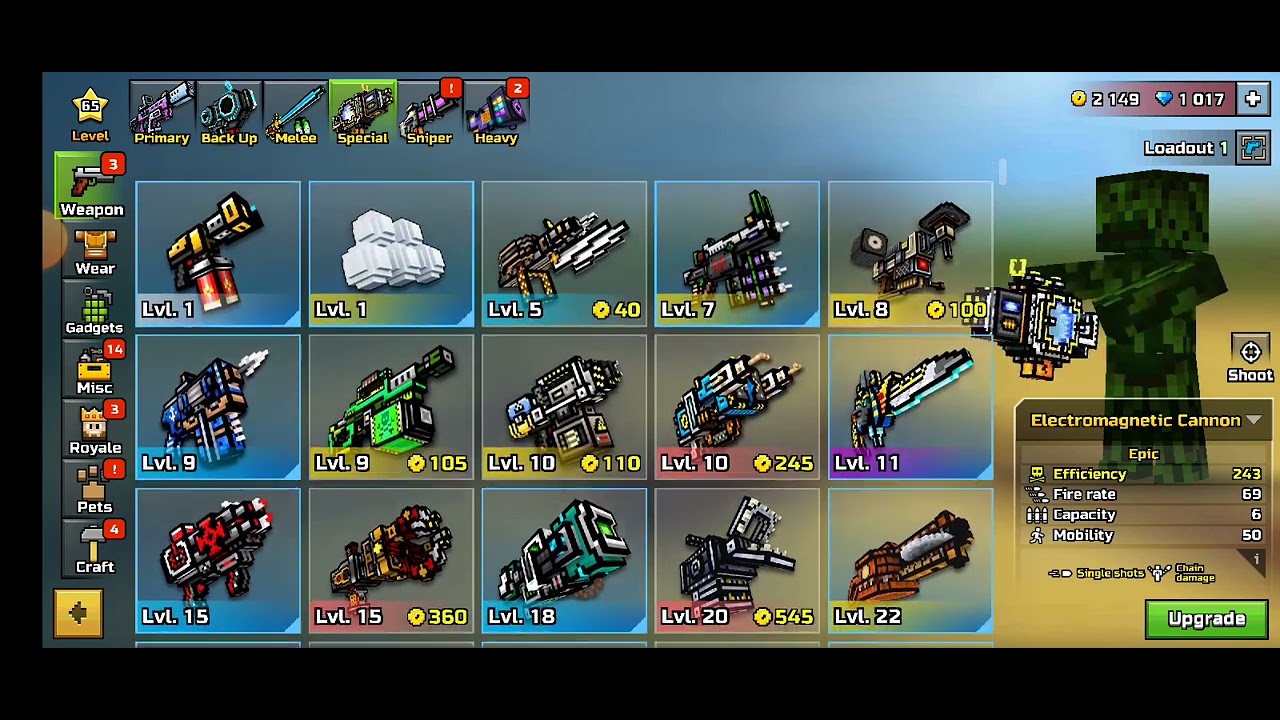 Upgrading Weapons in Armory Now That I've Reached Level 65 ! - Pixel Gun 3D - PG3D - YouTube