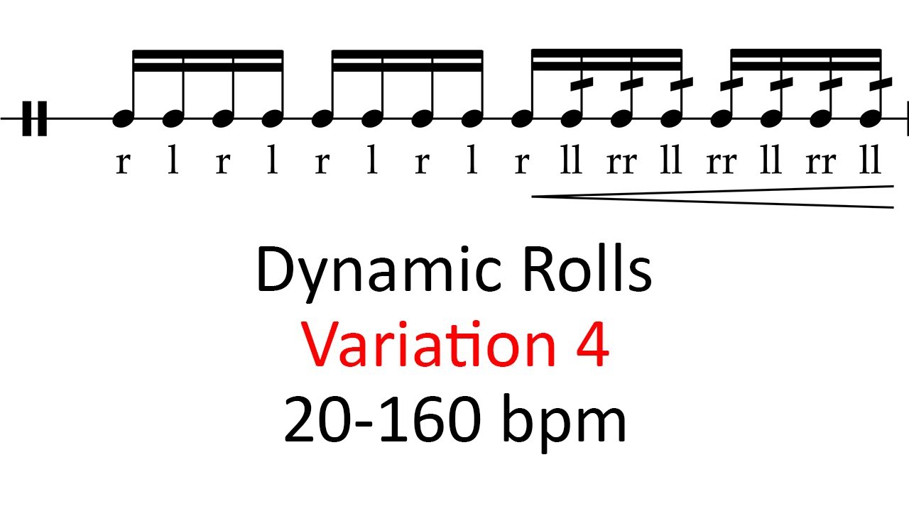 Dynamic rolls (var 4) | 20-160 bpm sheet music - YouTube