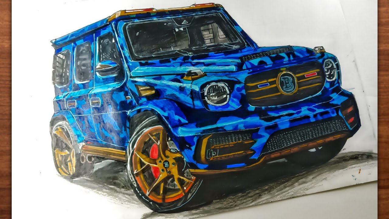 Mercedes Amg Brabus G-Wagon Drawing With Doms Brush Pens & Doms Colour ...