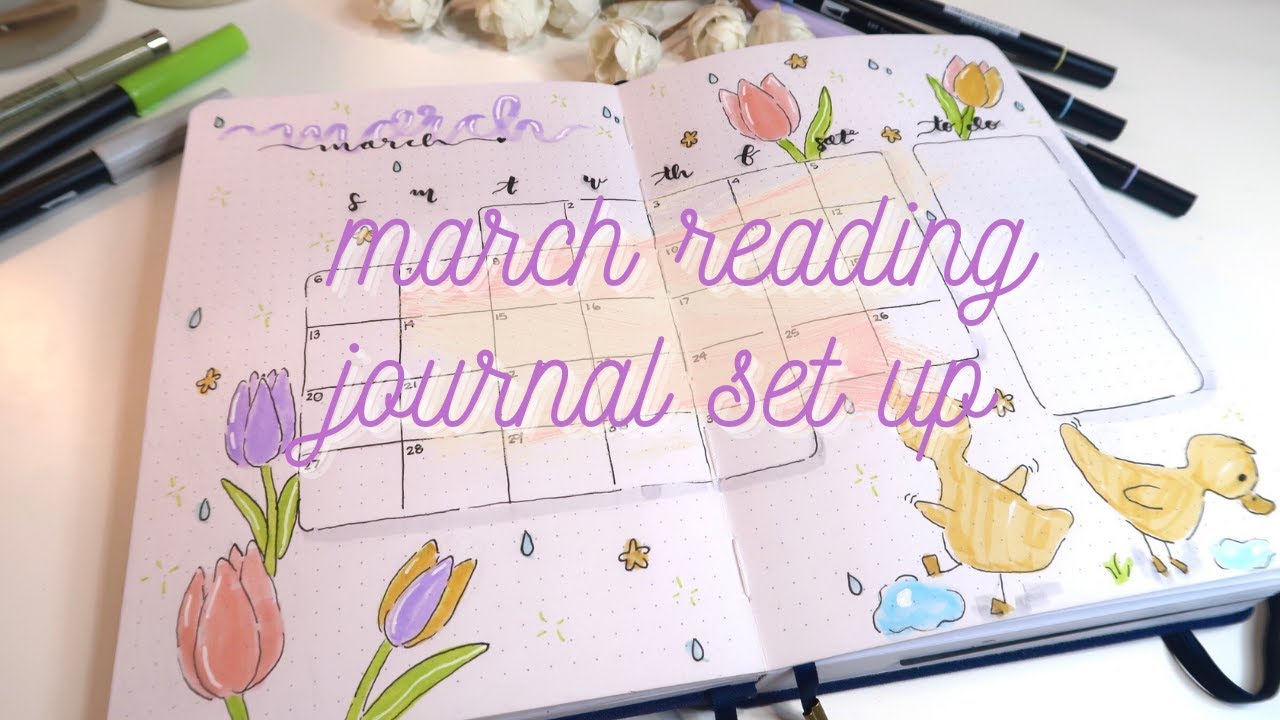 march reading bujo set up ll BOOK BULLET JOURNAL PLAN WITH ME - YouTube