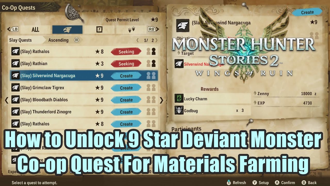 How to Unlock 9 Star Deviant Monster Co-op Quest Monster Hunter Stories ...