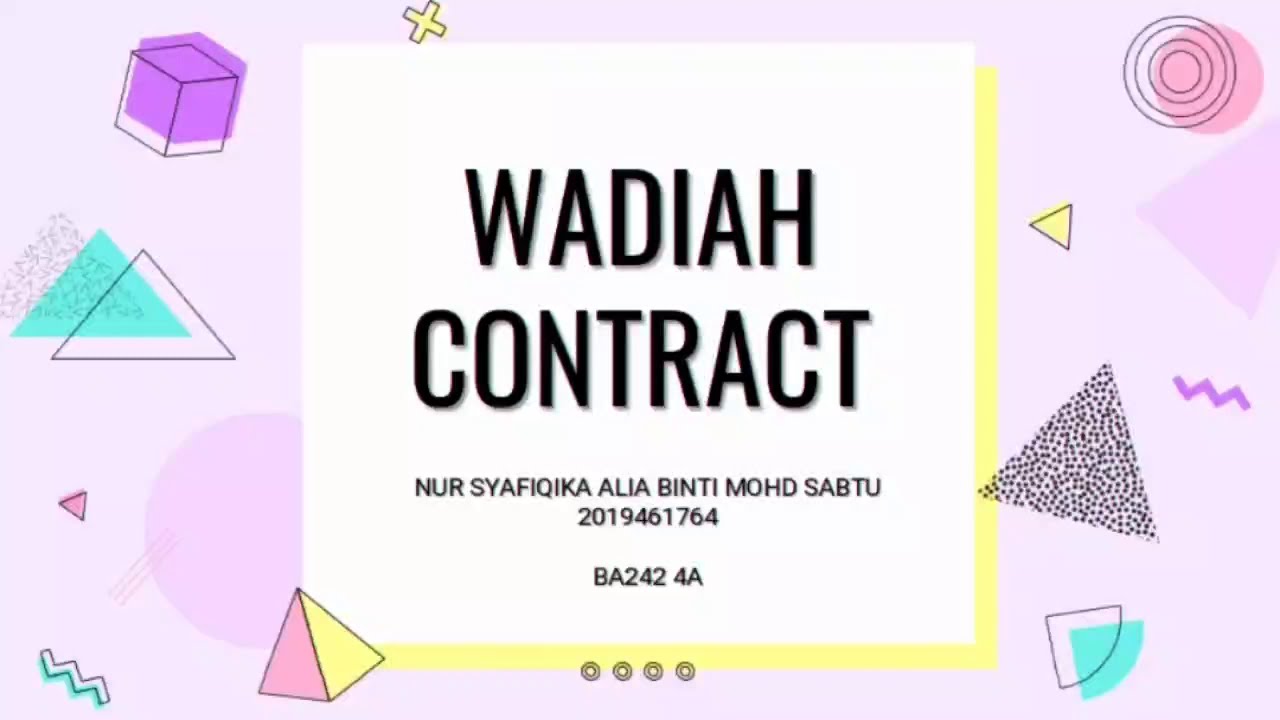Assignment 1 - Wadiah Contract - YouTube