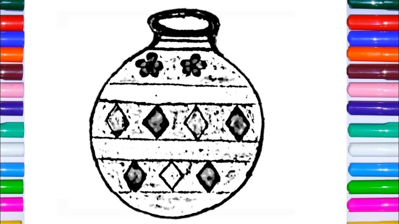 how to draw पानी का मटका/ #drawing घड़ा drawing colouring for kids ...