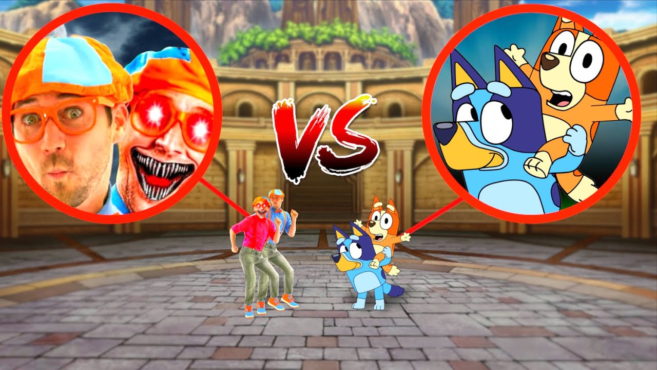 BLIPPI AND CURSED BLIPPI FIGHT BLUEY AND BINGO IN REAL LIFE! - YouTube