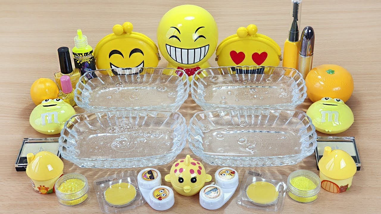 Yellow Slime Series6 Season Color2 Mixing makeup Glitter and beads into ...