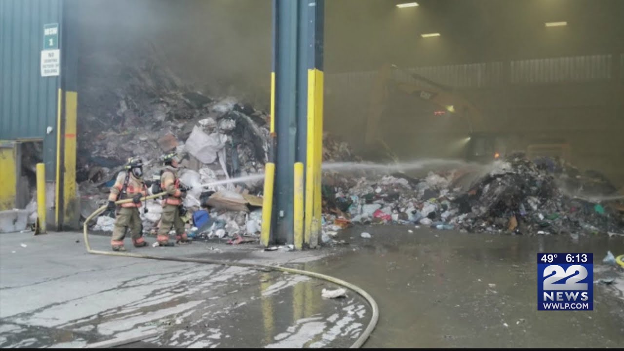 Holyoke firefighters put out fire inside garbage station - YouTube