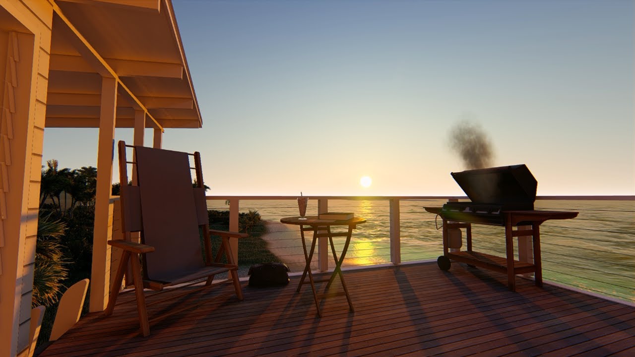 ☀ Cozy Sunset ambience ASMR for sleep and Relax | Cozy Beach House for ...