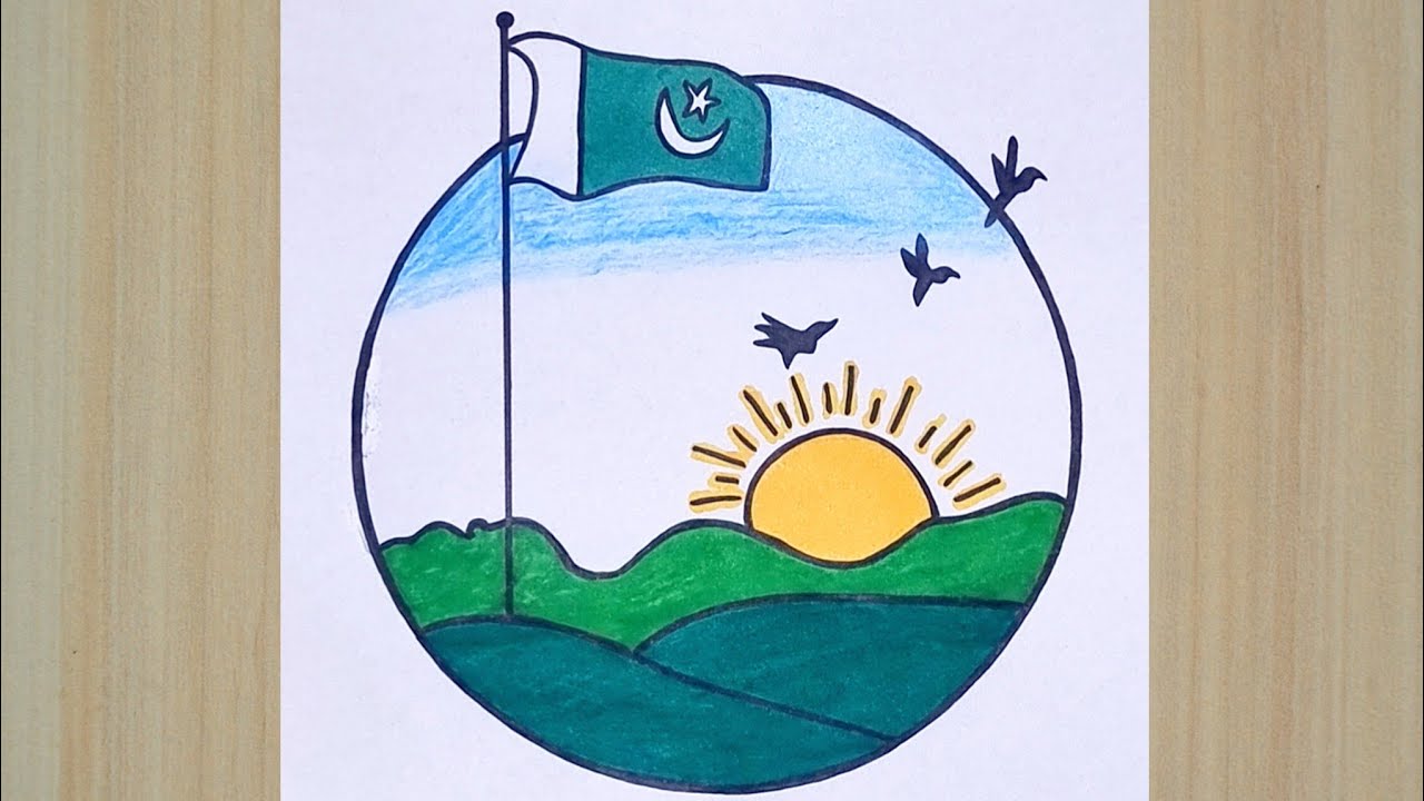 14 August Drawing Easy //Pakistan Independence Day Drawing //Pakistan ...