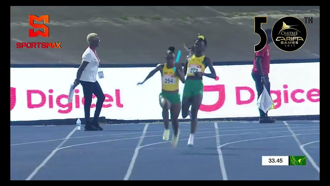 CARIFTA MOMENT #1: HISTORIC 4x100m Relay U-20 Girls Final | OPENING CEREMONY TODAY on SMAX - YouTube