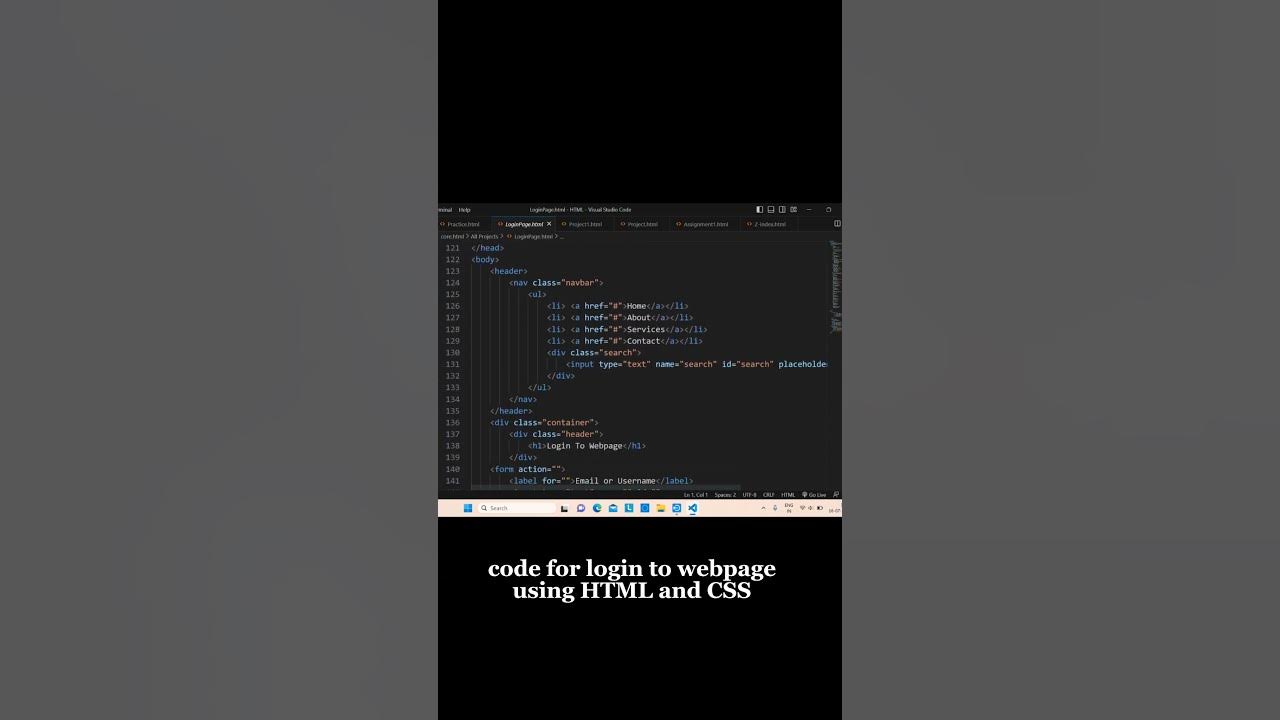 Write Code For Login To Webpage Using Html And Css Htmlcss Coder Code