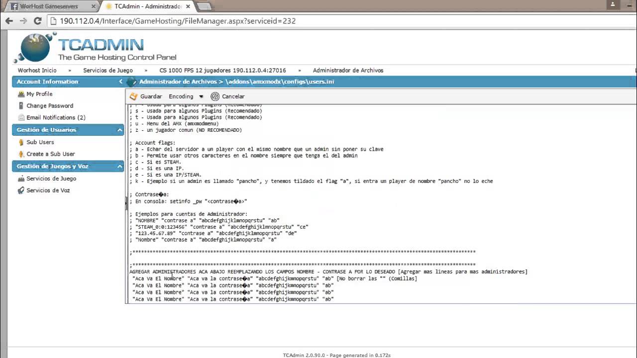 [TUTORIAL] Crear administrador Counter Strike 1.6 [Panel TCAdmin 2.0 ...