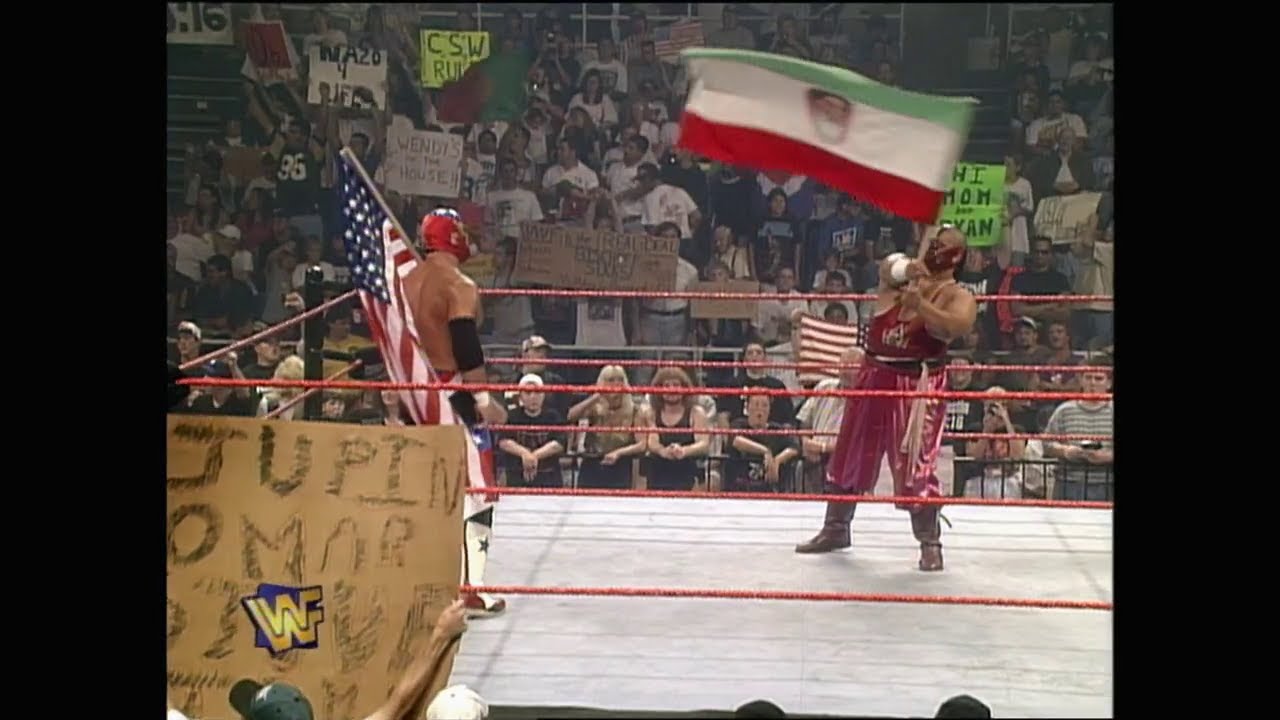 Patriot vs The Sultan (with Iron Sheik) Bret Hart & Patriot Brawl after ...