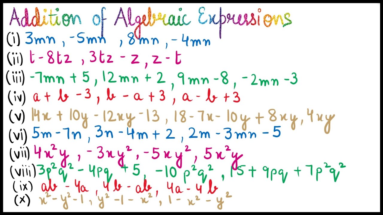 Addition Of Algebraic Expressions How To Solve Algebraic Expressions addition-of-algebraic-expressions-how-to-solve-algebraic-expressions