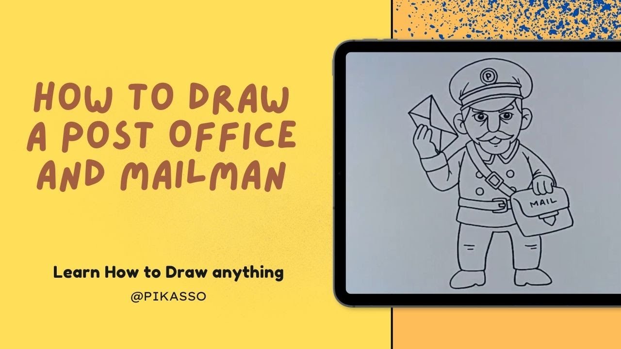 How to Draw a Post Office and Mailman - YouTube