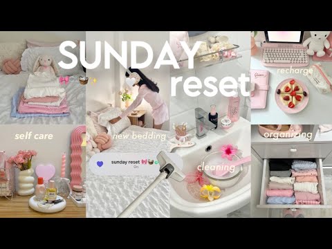 *no-scroll* SUNDAY RESET 🎀🧼🧺 deep cleaning my messy room +  self - care routine, prep for the week!!