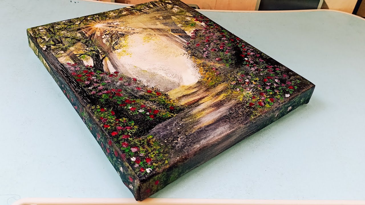 How to paint forest landscape in easy way / Painting tutorial for ...