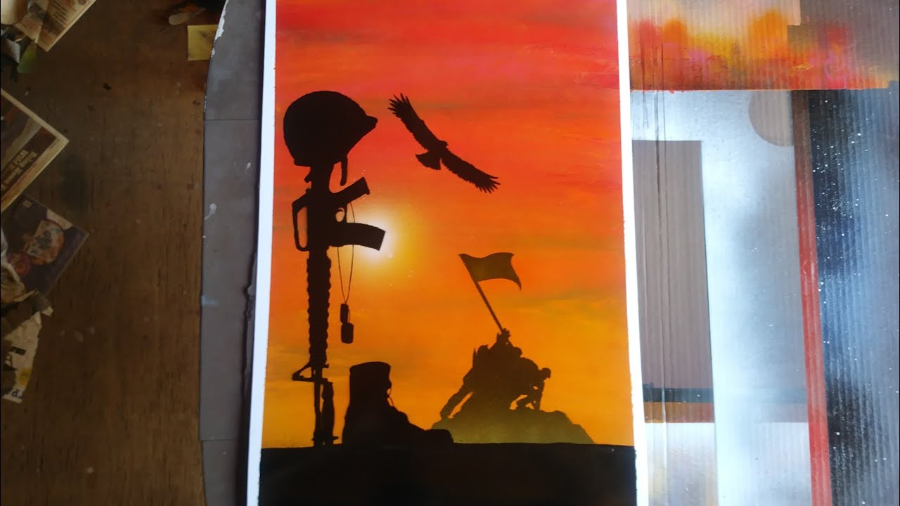 Spray paint art - "fallen heroes" - by Derek DeWolf - YouTube