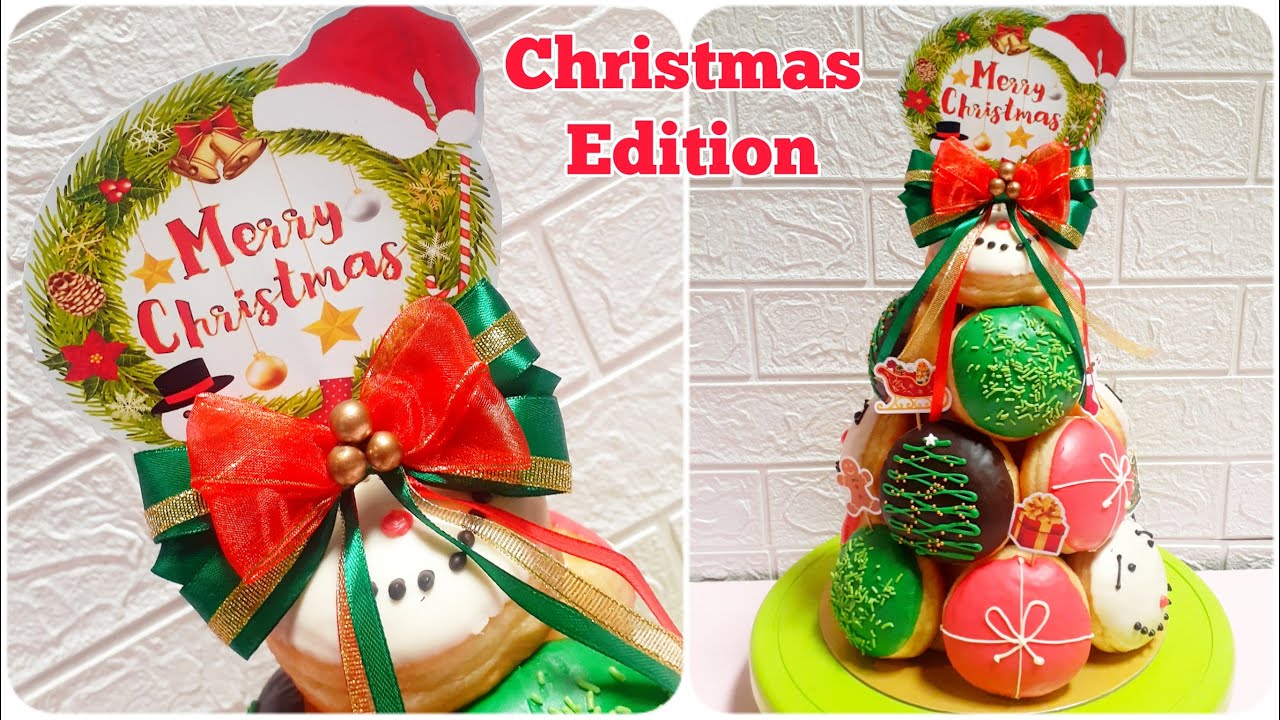 Tutorial Donat Tower Edisi Natal - YouTube