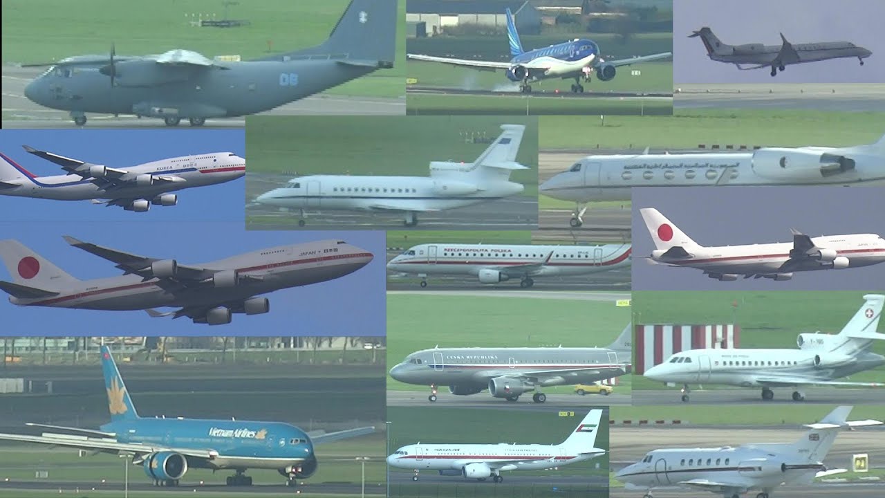 Government planes ariving for the NSS 2014 int the Hague at AMS ...