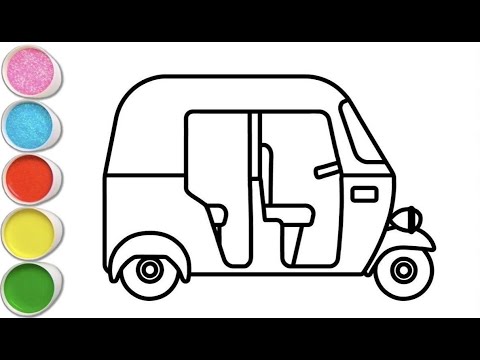 How To Draw A Cute Auto Rickshaw 🛺 Drawing | Easy Auto Rickshaw Drawing ...