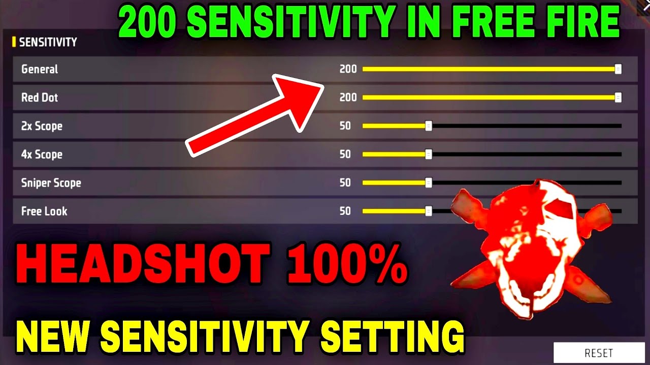 200 SENSITIVITY IN FREE FIRE || NEW SENSITIVITY SETTING IN FREE FIRE ...