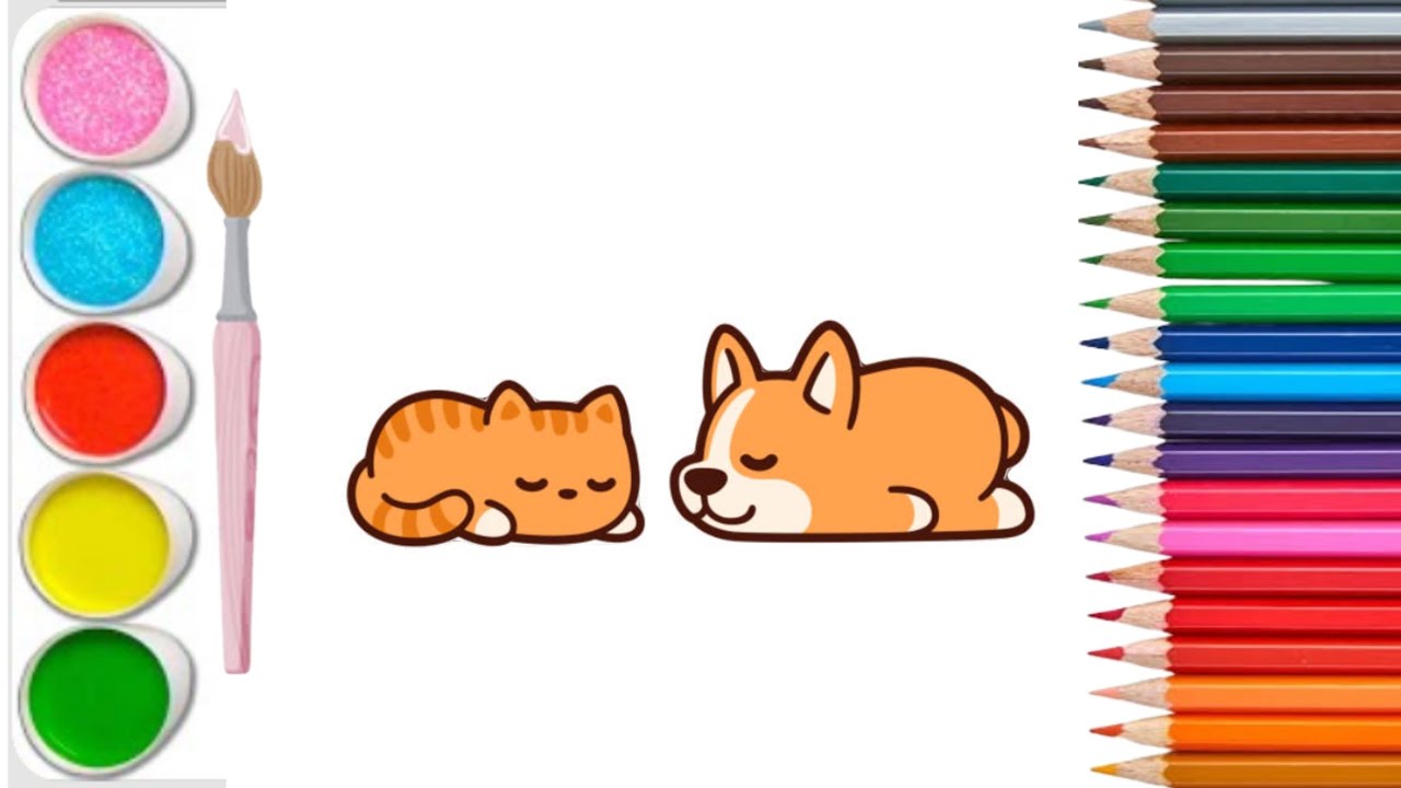 How to draw cute cat and dog together/Easy drawing/simple drawing ideas ...