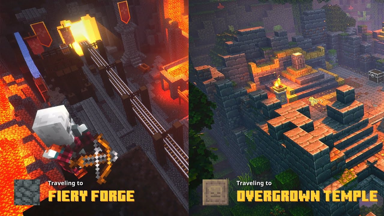 Minecraft Dungeons Mission Map Overgrow Tample & Fiery Forge Level +25 ...