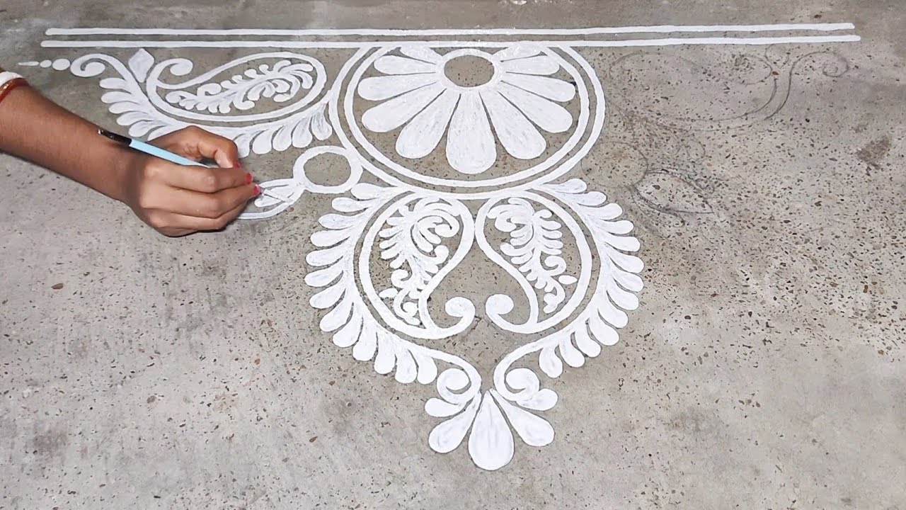 Easy And Beautiful Door Alpona Design//Chaukhat Alpana Design// ️ - YouTube