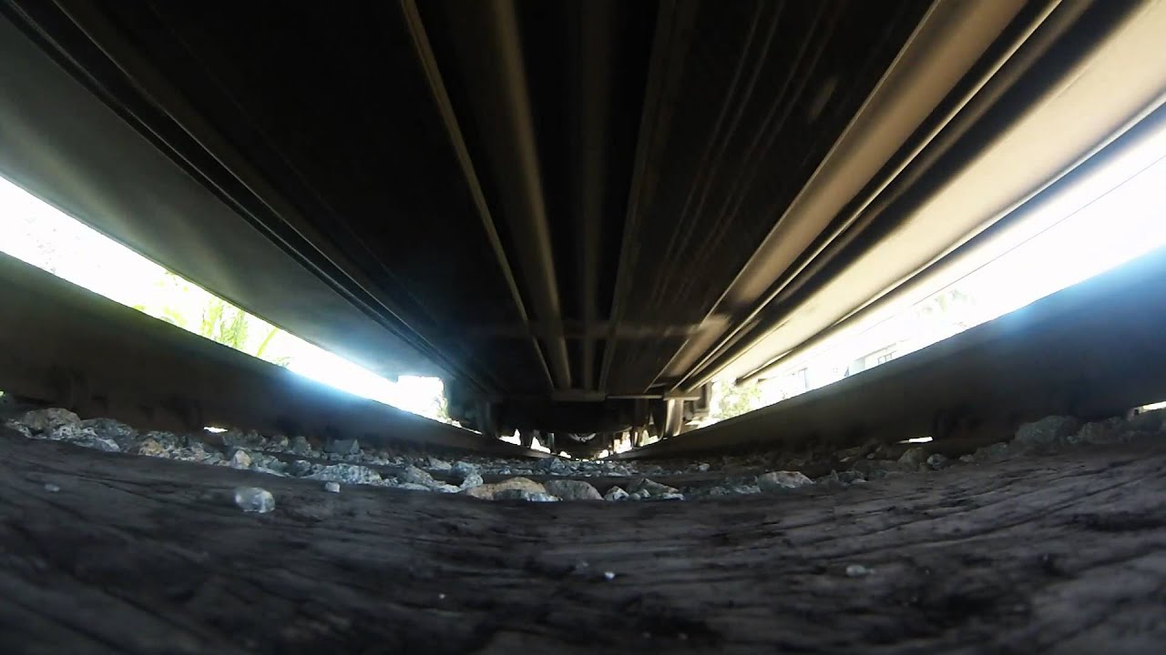 GoPro under Amtrak train at Carpinteria State Beach, California - YouTube