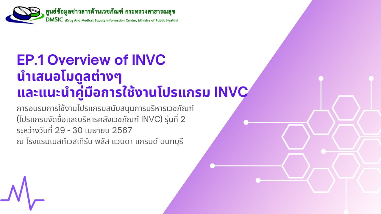 วันที่ 29 เมษายน 2567 EP 1 Overview of INVC นำเสนอโมดูลต่างๆ ของโปรแกรม ...