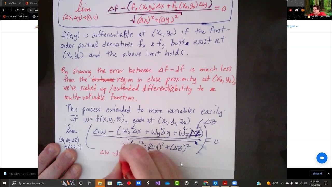 M067 Calc 3 Fall 2022 Sect 13.4B Differentiability of Multi-Variable Functions - YouTube