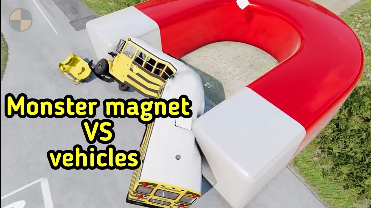 Monster magnet VS vehicles _Crazy BeamNG Drive crash - YouTube