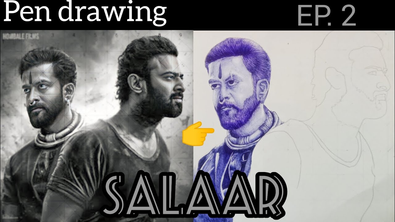 EP. 2 Draw with me | pen drawing tutorial | SALAAR movie drawing ...