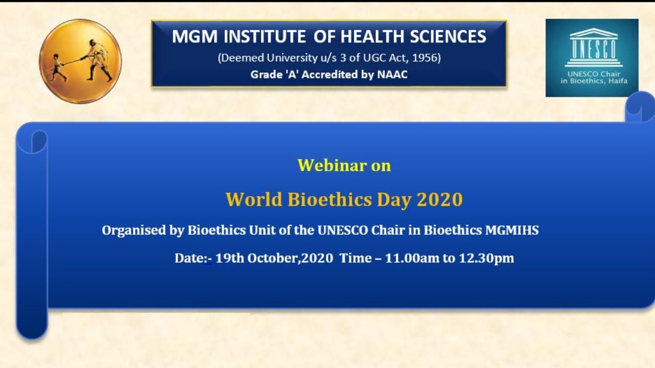 Webinar on World Bioethics Day 2020- Bioethics Unit of the UNESCO Chair ...