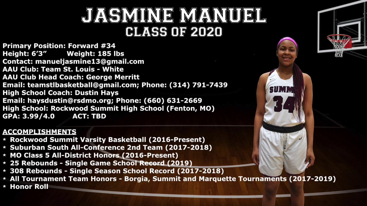 Jasmine Manuel - Basketball College Recruitment Video (Class of 2020 ...