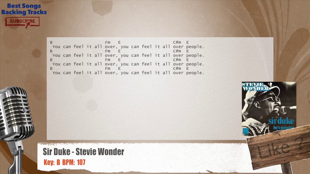 🎙 Sir Duke - Stevie Wonder Vocal Backing Track with chords and lyrics ...