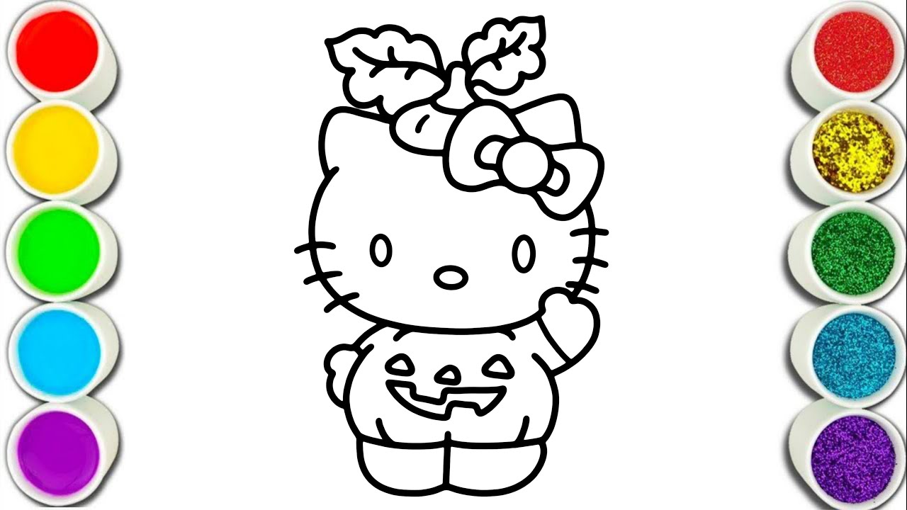 How to Draw Cute Halloween Hello Kitty, Drawing for kids | Art for kids ...