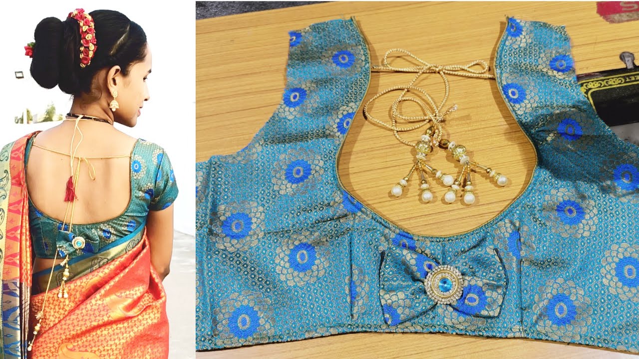 Simple round blouse back neck design cutting and stitching for silk ...