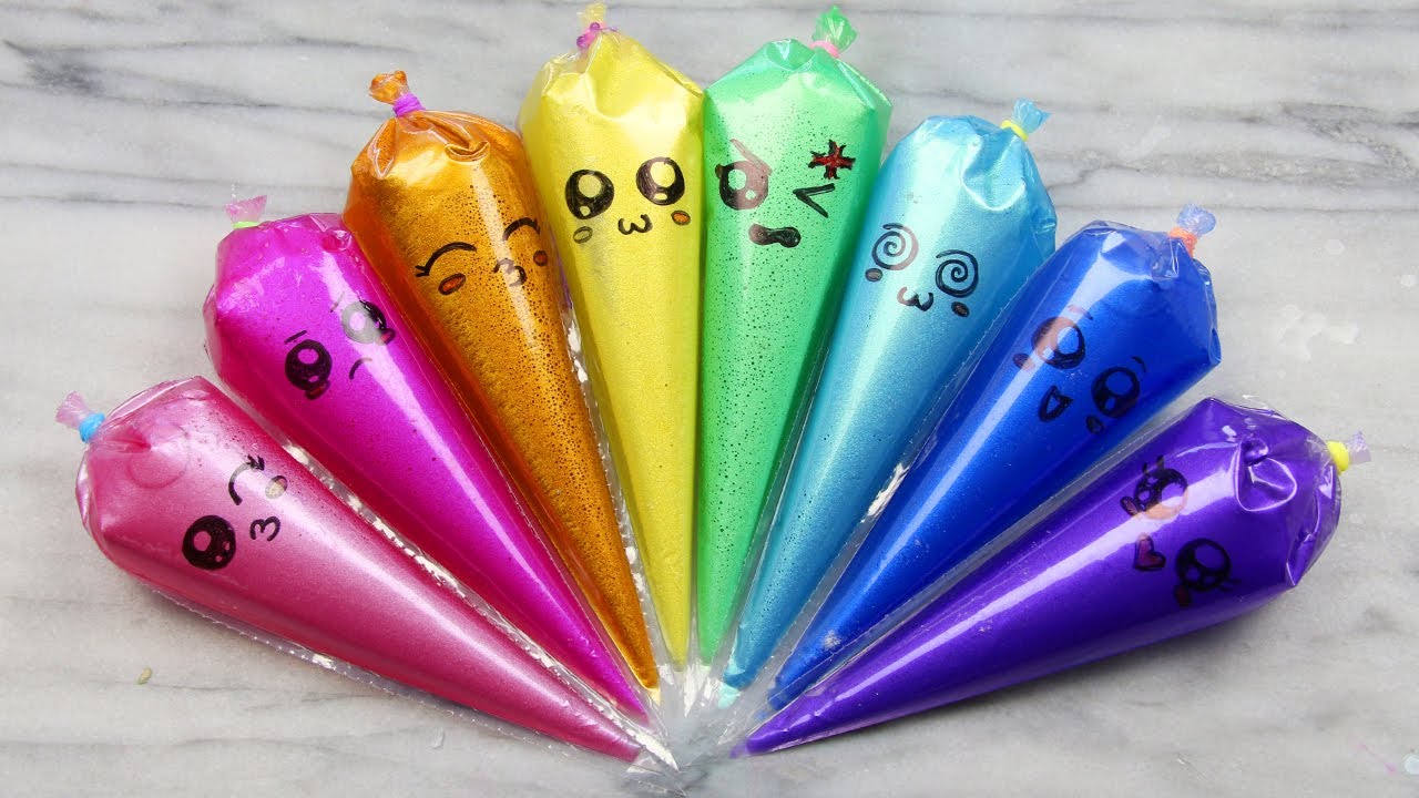 Making a Huge Metallic Rainbow Slime with Piping Bags! Most Satisfying ...