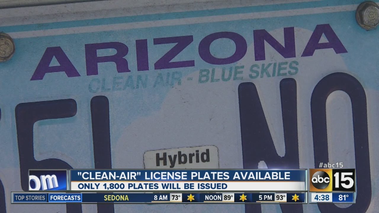 "Clean-Air" license plates available in Arizona - YouTube