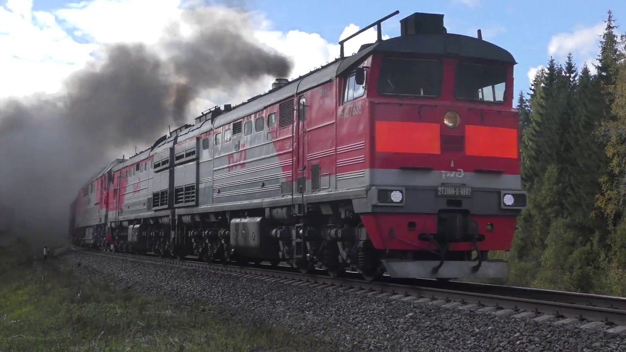 [4k] ДАЛ МЕДВЕДА! Тепловоз 2ТЭ10МК-0882 с перегоняемым ТЭП70-118 ...
