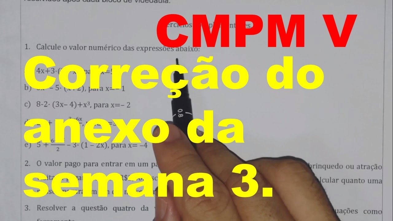 Correção do anexo da semana 3. CMPM V. - YouTube