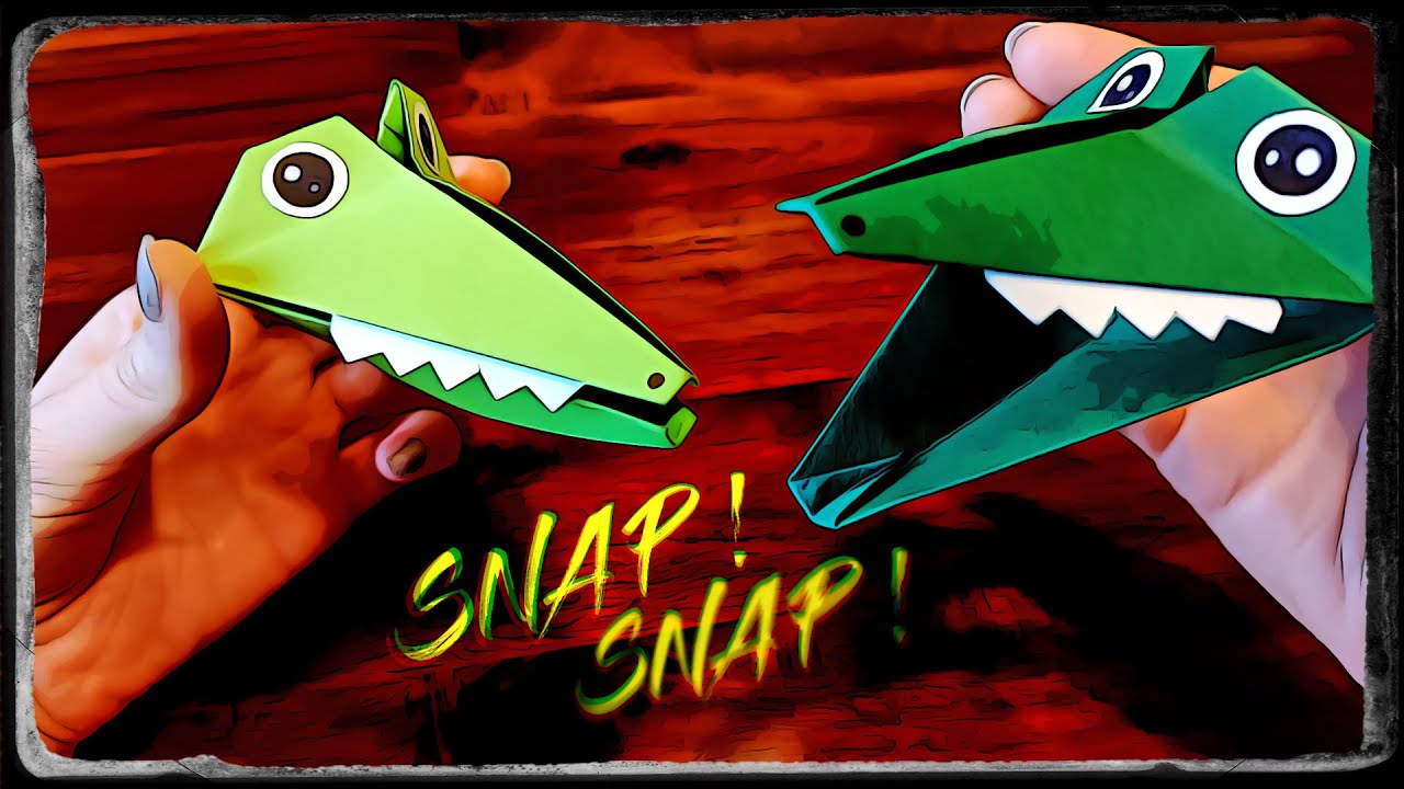 DIY ️ Snapping origami crocodile toy 🐊 Papierspielzeug / Basteln mit ...